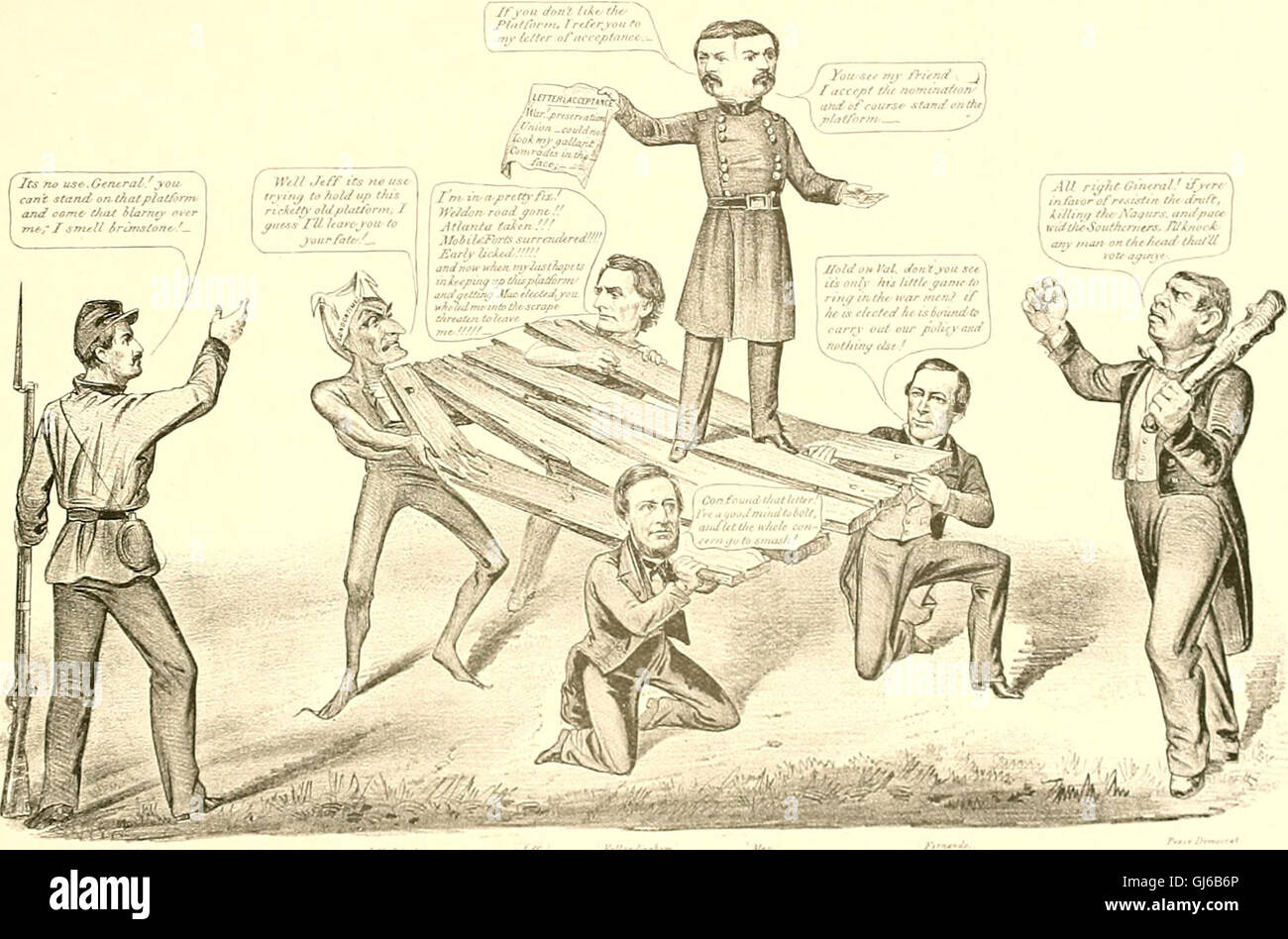 This 1918 work features caricatures depicting the American Civil War ...