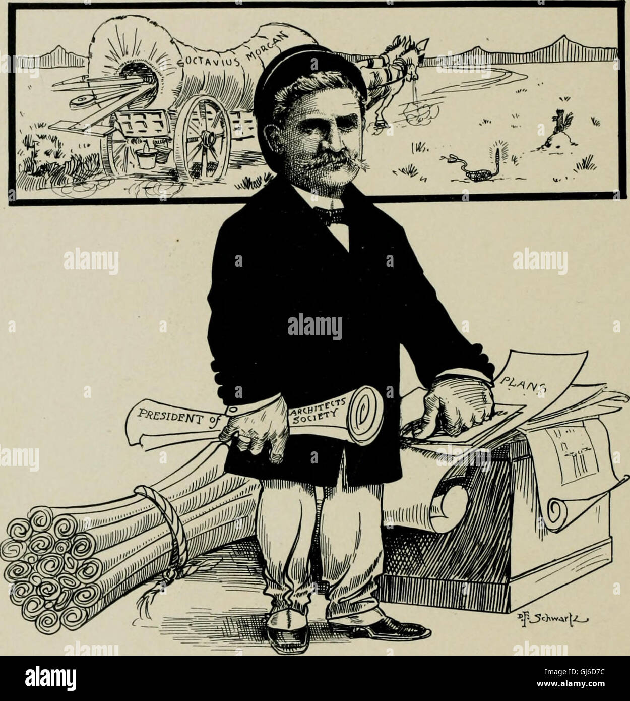 This 1900 collection features cartoons and caricatures that depict the ...