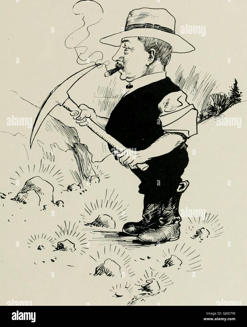 This 1900 collection features cartoons and caricatures depicting the ...