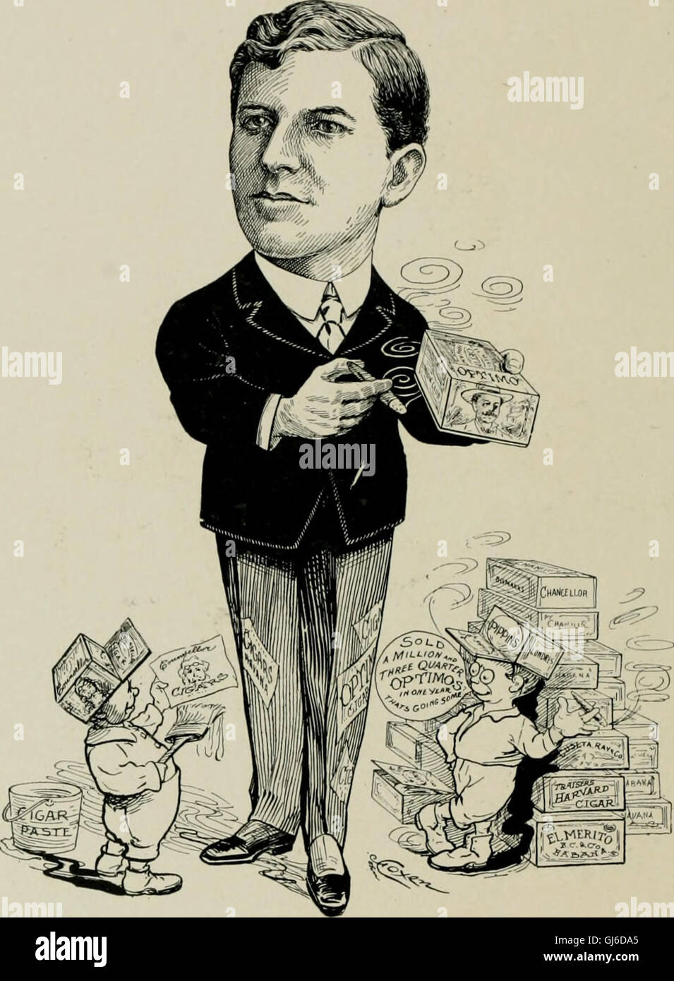 This 1900 volume contains cartoons and caricatures depicting the ...