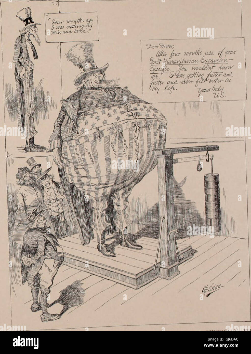 Published in 1898, this work features political cartoons depicting the ...