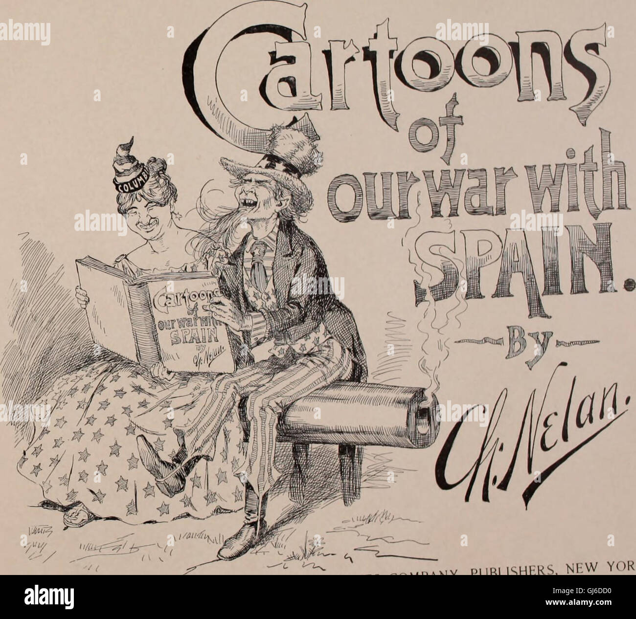 A 1898 collection of political cartoons depicting the U.S. war with ...