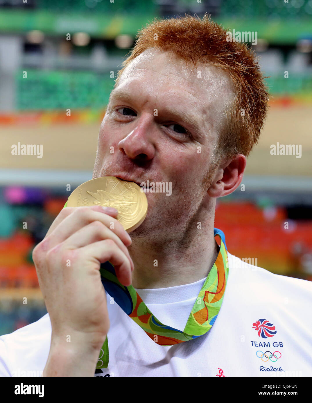 Great Britain's Ed Clancy with his gold medal following victory in the ...