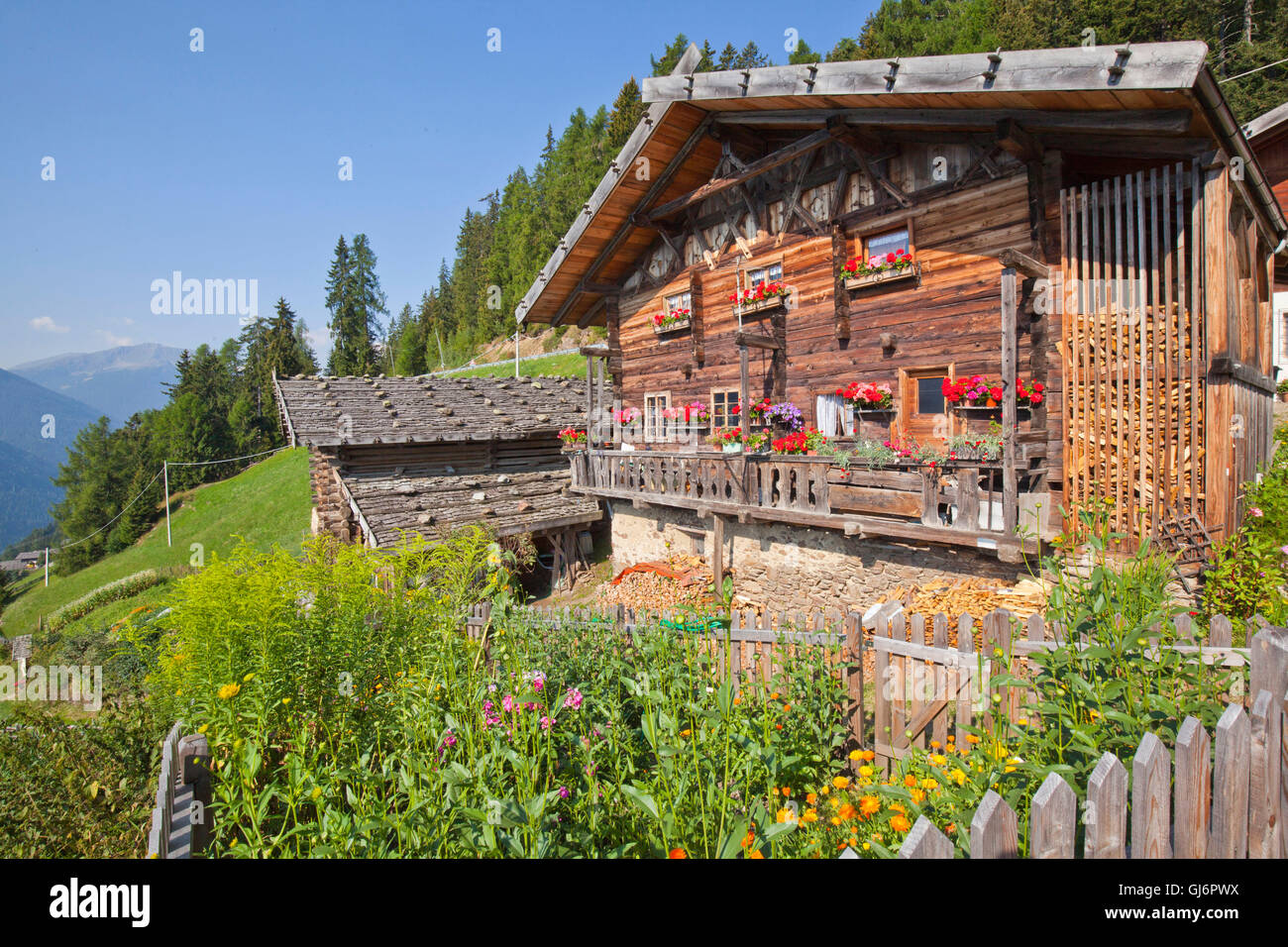 South Tyrolean mountain farmhouse Stock Photo - Alamy