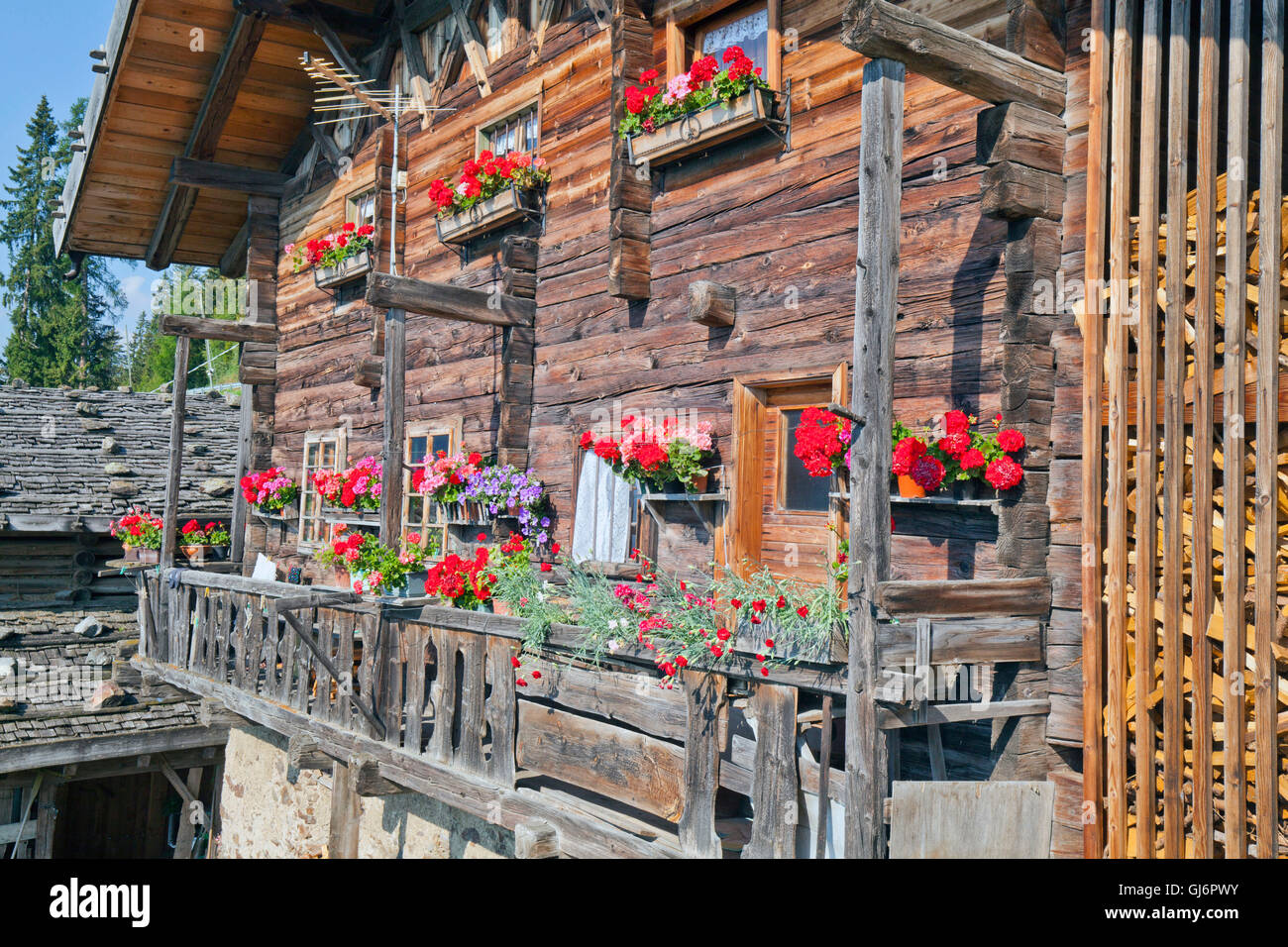 South Tyrolean mountain farmhouse Stock Photo - Alamy
