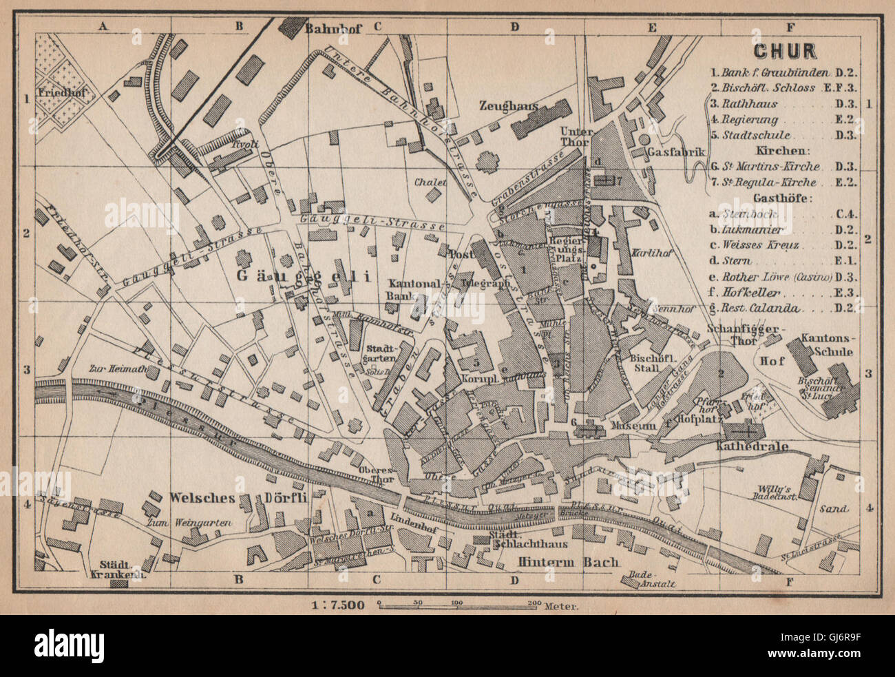 COIRE / CHUR. Chur. town city stadtplan. Switzerland Suisse Schweiz ...