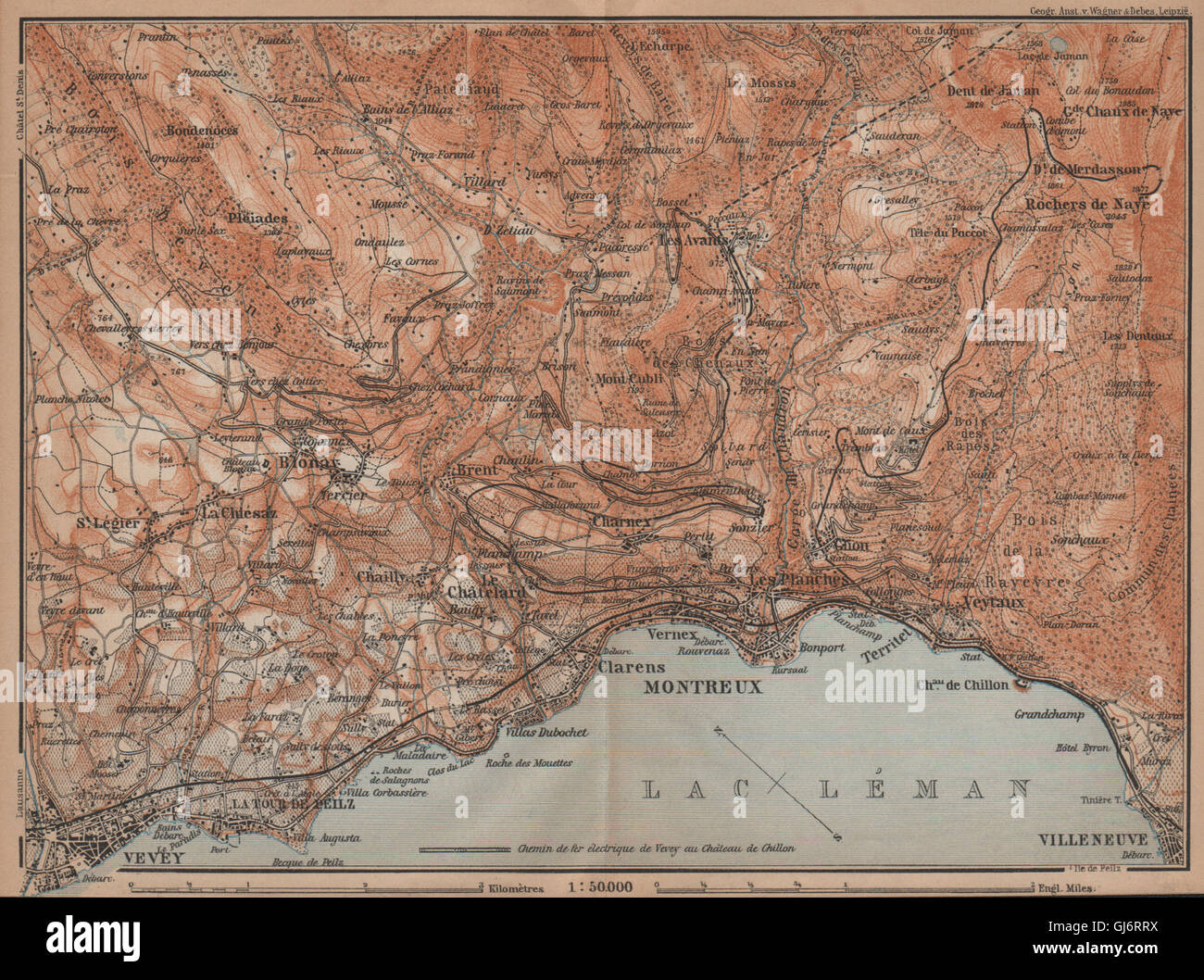MONTREAUX AREA. Vevey Villneuve. Topo-map. Switzerland Suisse Schweiz ...