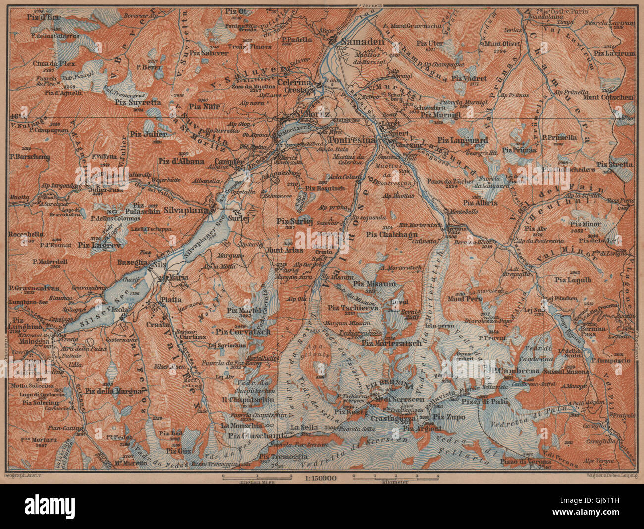 UPPER ENGADINE. St Moritz Celerina Pontresina Sils-Maria Bernina Range ...