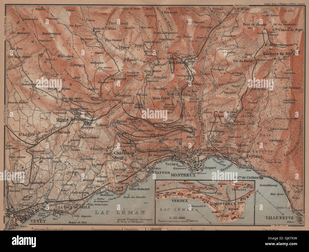 MONTREAUX AREA. Vevey Villneuve. Topo-map. Switzerland Suisse Schweiz ...