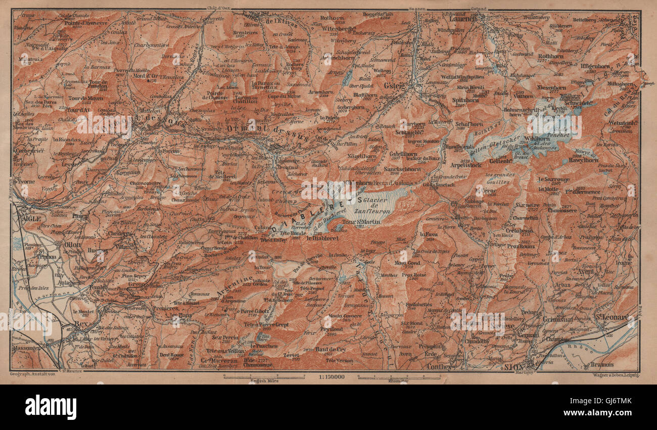 AIGLE DISTRICT.Les Diablerets Villars Gryon Leysin Les Mosses Ormont ...