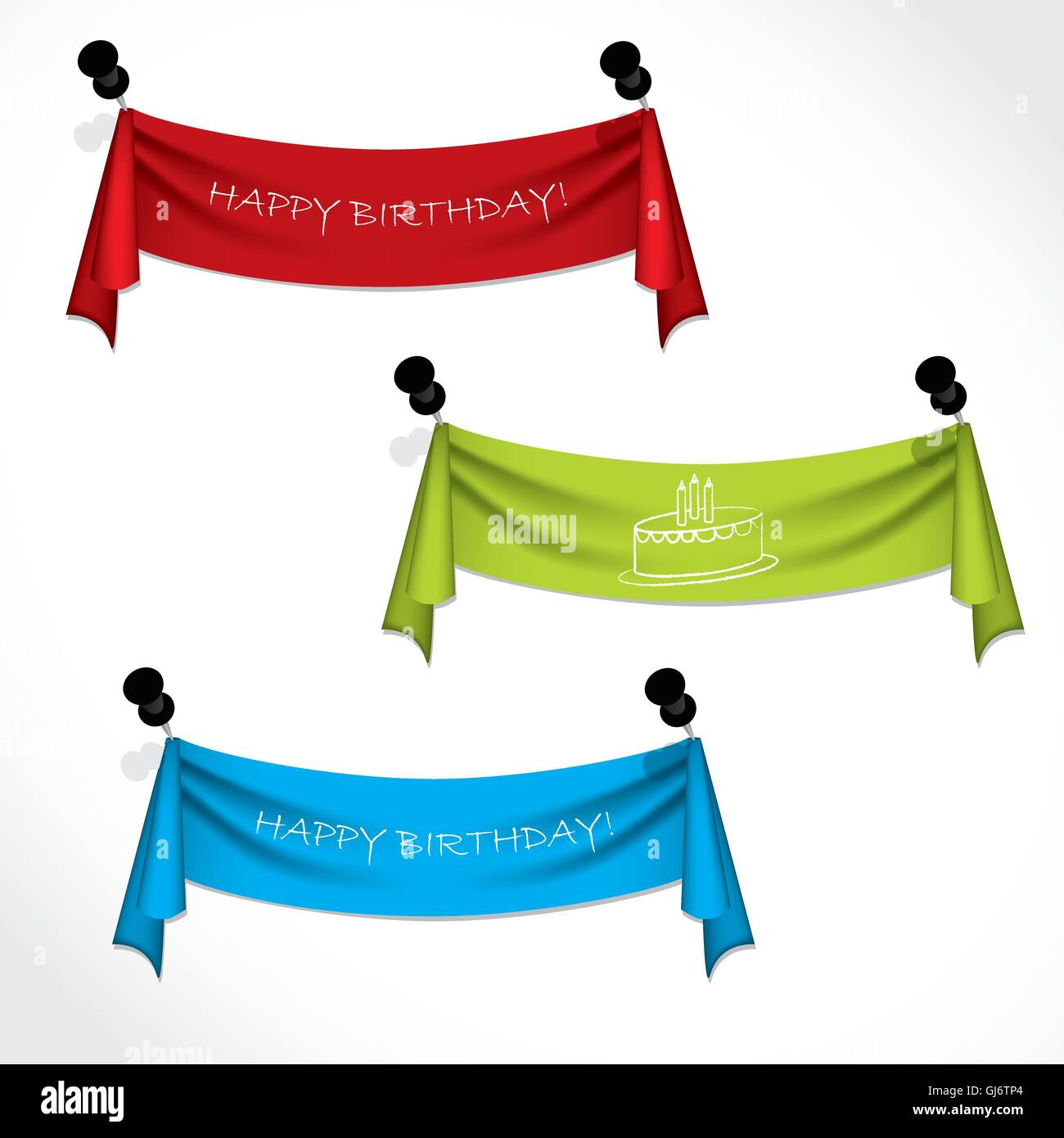 Happy birthday ribbons hanging Stock Vector Image & Art - Alamy
