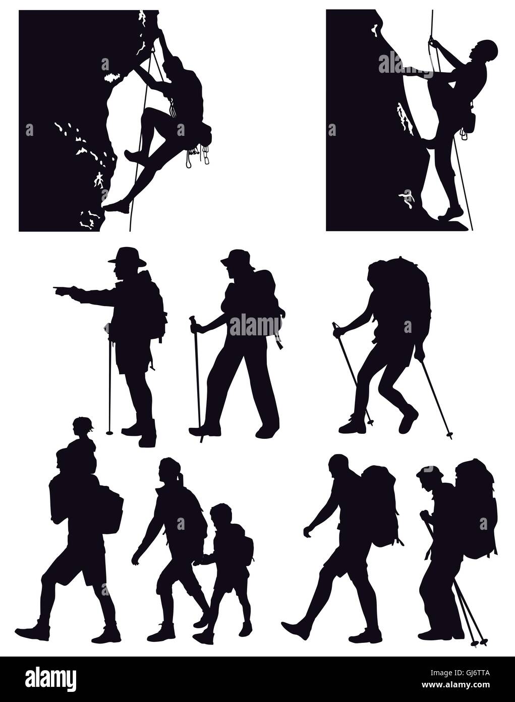 Young people hiking Stock Vector Images - Alamy