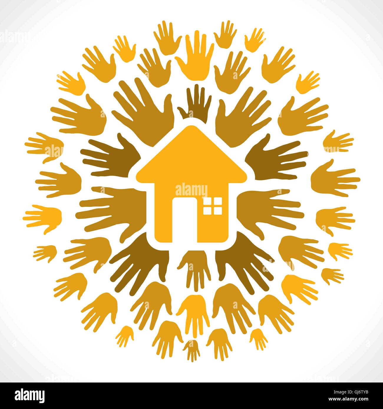 home icon with hand background vector Stock Vector Image & Art - Alamy