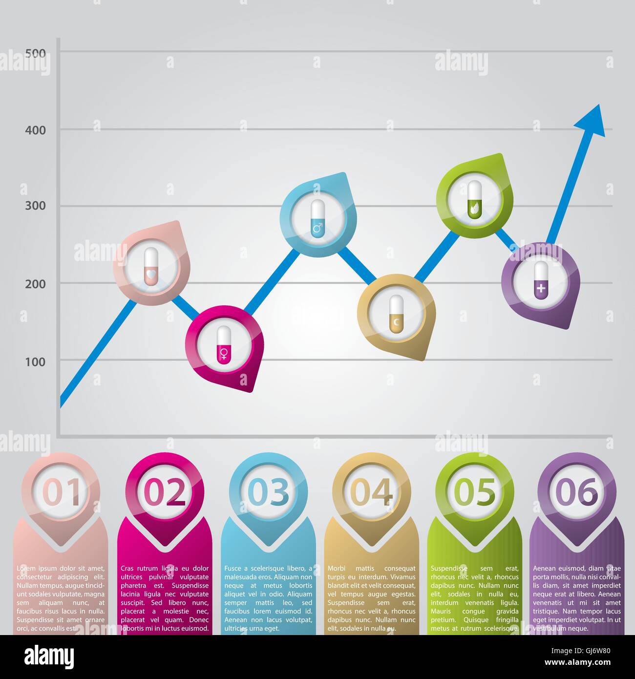 Infographic chart with color pointers Stock Vector Image & Art - Alamy