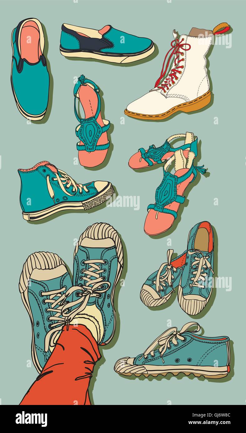 Vector Set of Cartoon Shoes Stock Vector Image & Art - Alamy