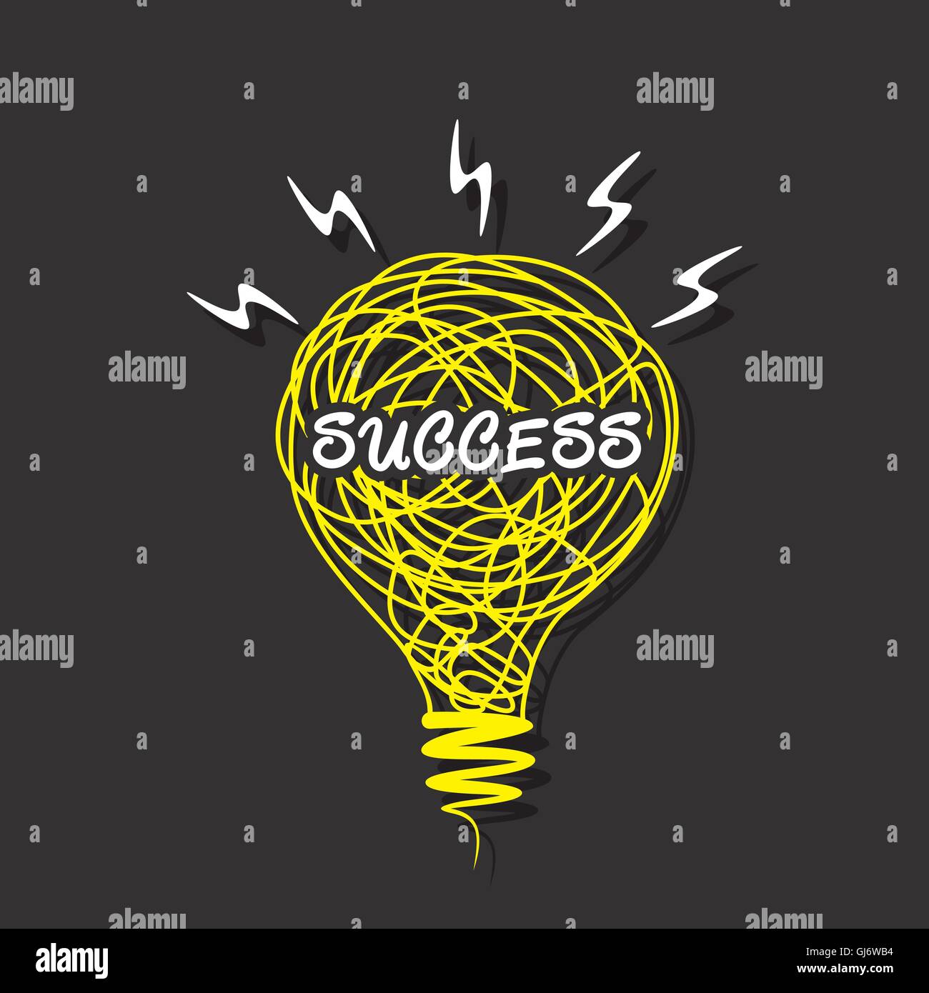 creative success word on sketch bulb design vector Stock Vector Image ...