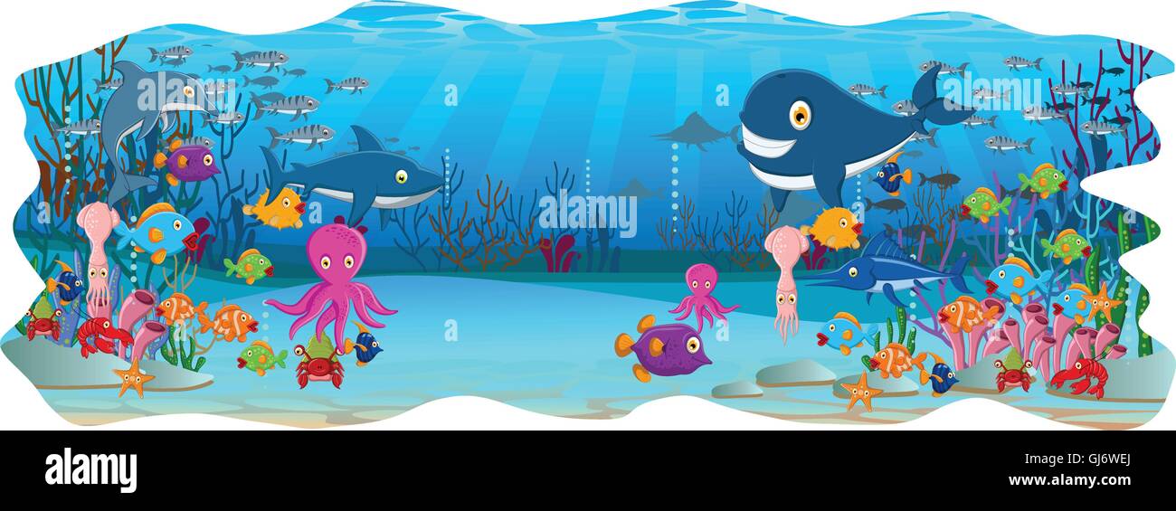 Funny cartoon sea life hi-res stock photography and images - Alamy