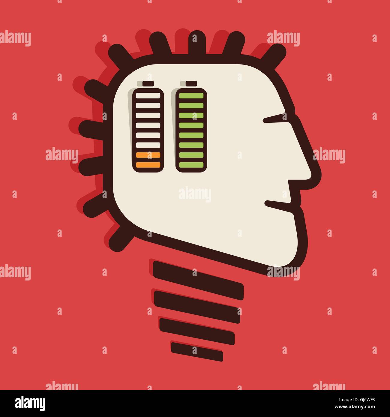 battery in human head Stock Vector Image & Art - Alamy