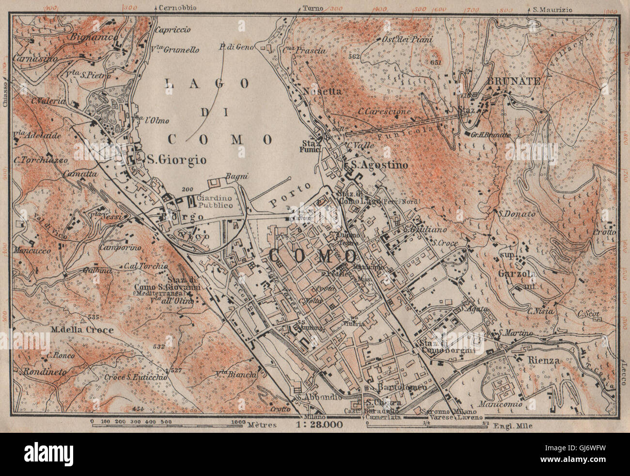 Vintage Map Of Como Italy High Resolution Stock Photography and Images ...