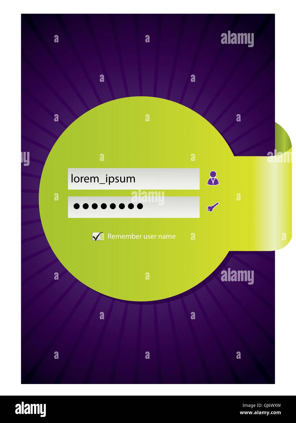 Login screen design with green ribbon Stock Vector Image & Art - Alamy