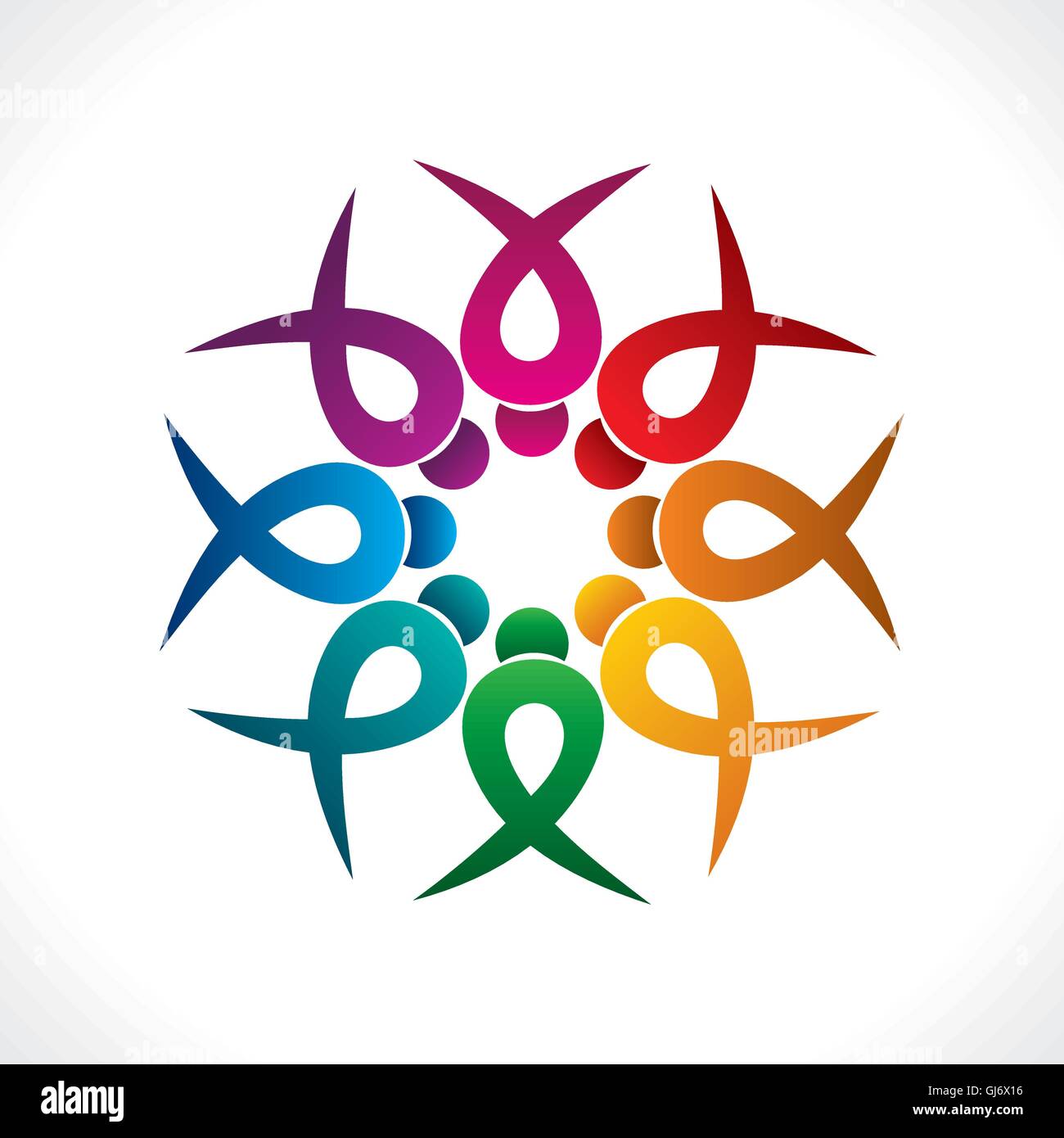 creative teamwork icon design by colorful people concept vector Stock ...