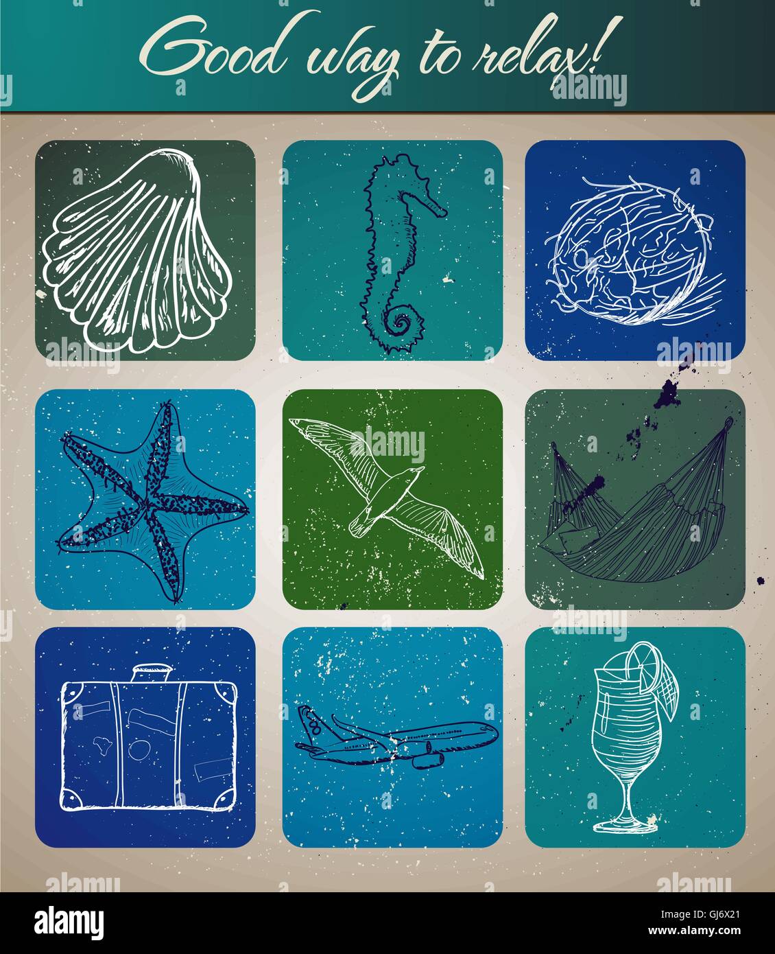 Vintage poster with sea travel icons Stock Vector Image & Art - Alamy