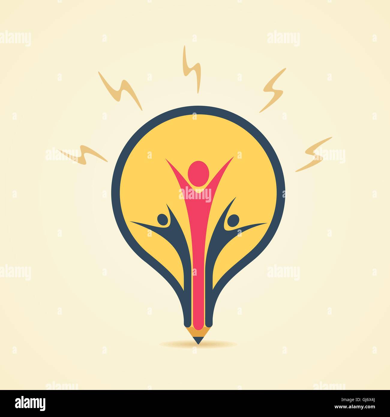 creative bulb shape pencil design with teamwork concept vector Stock ...