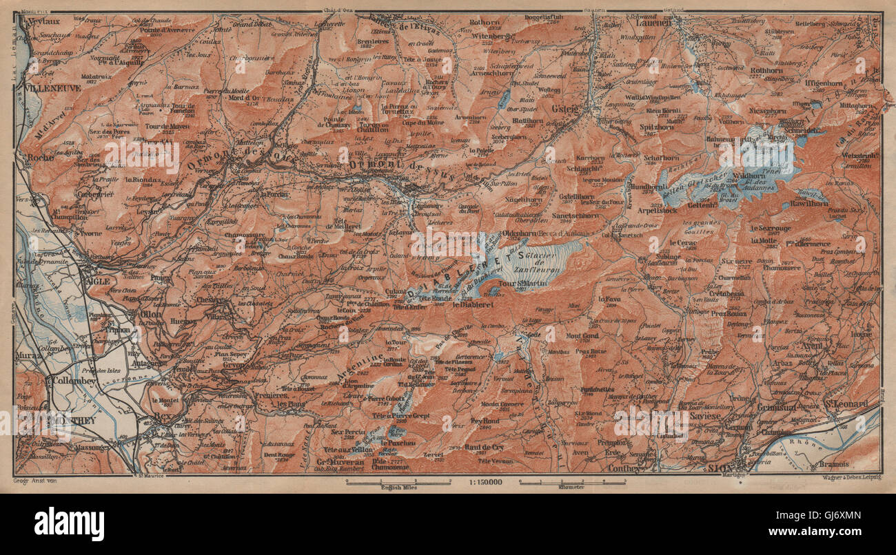 AIGLE DISTRICT.Les Diablerets Villars Gryon Leysin Les Mosses Ormont ...