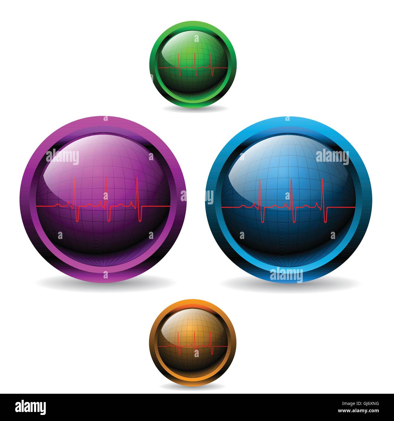 Shiny EKG buttons Stock Vector Image & Art - Alamy
