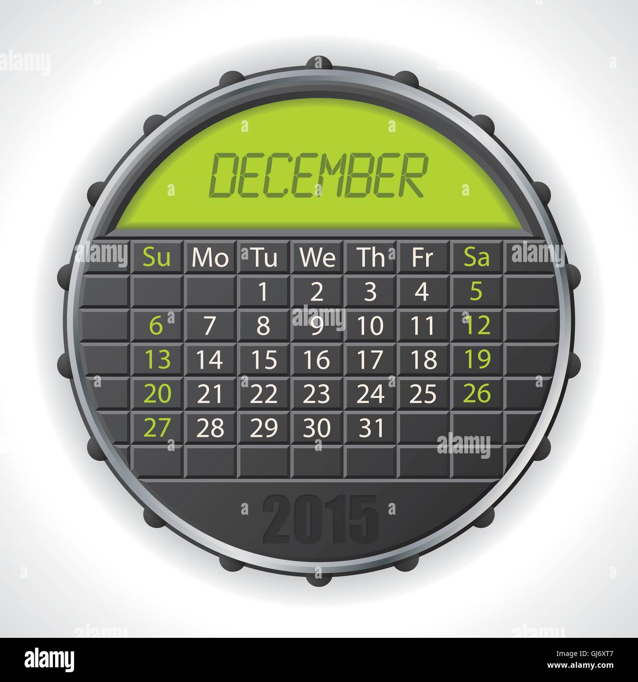 2015 december calendar with lcd display Stock Vector Image & Art - Alamy