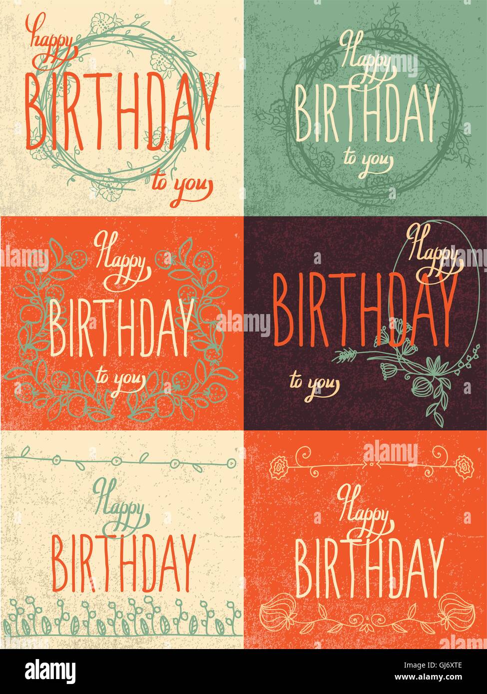 Set happy birthday hand lettering calligraphy Stock Vector Image & Art ...