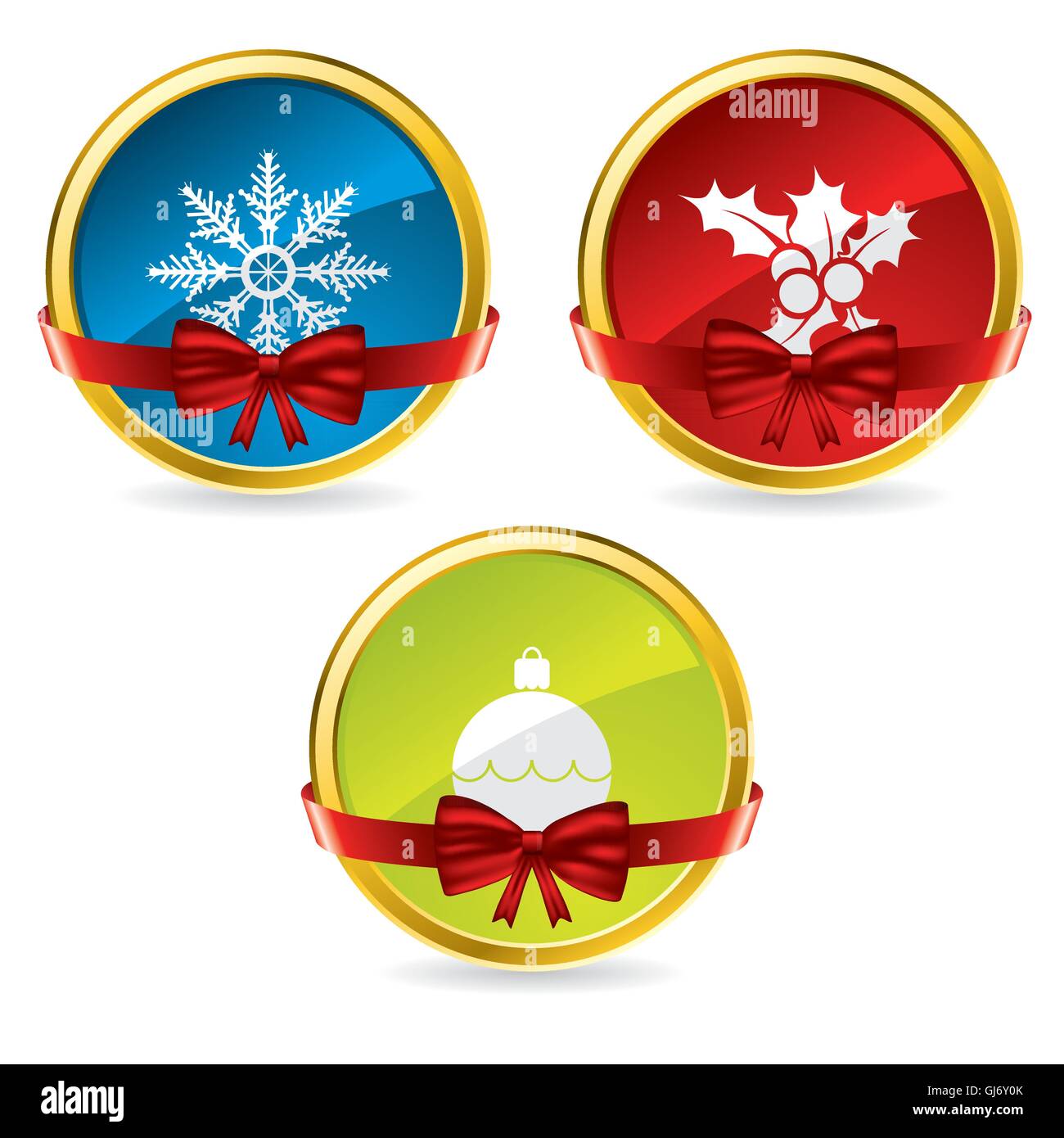 Christmas buttons with bow and ribbon Stock Vector Image & Art - Alamy
