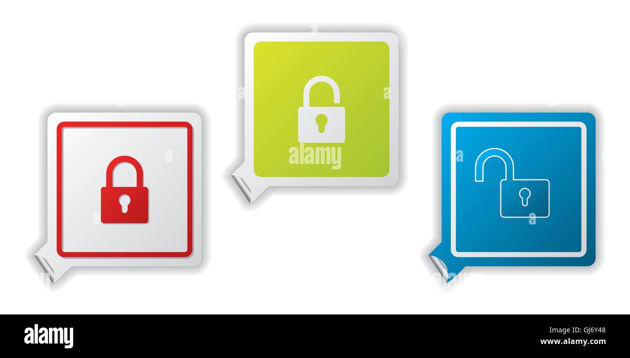 Cool lock stickers set of three Stock Vector Image & Art - Alamy