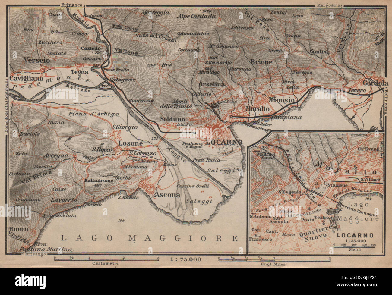 LOCARNO area. Losone Gordola Muralto Brione. Switzerland Suisse Schweiz ...