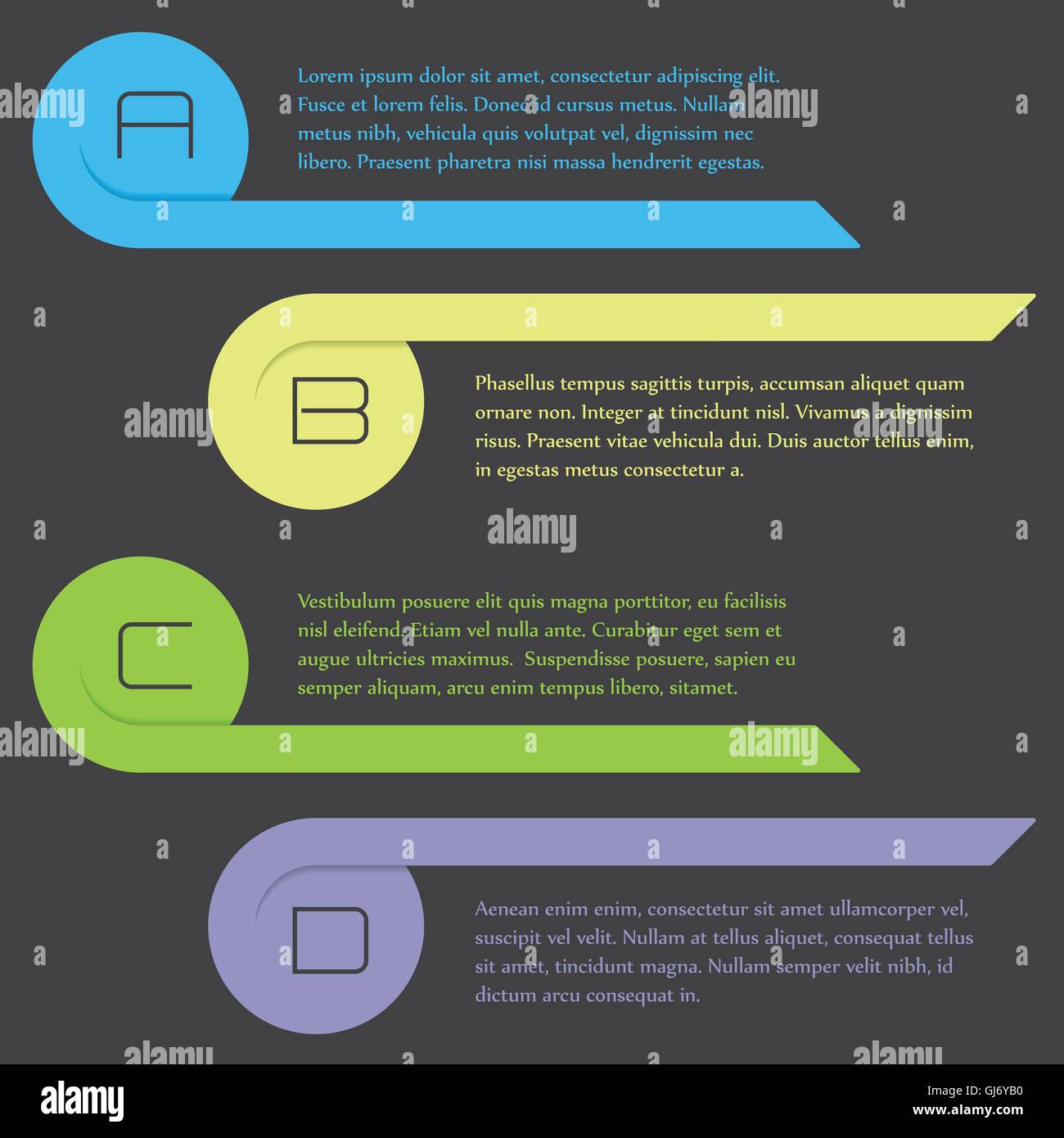 Curling arrow infographic with alphabet options Stock Vector Image ...