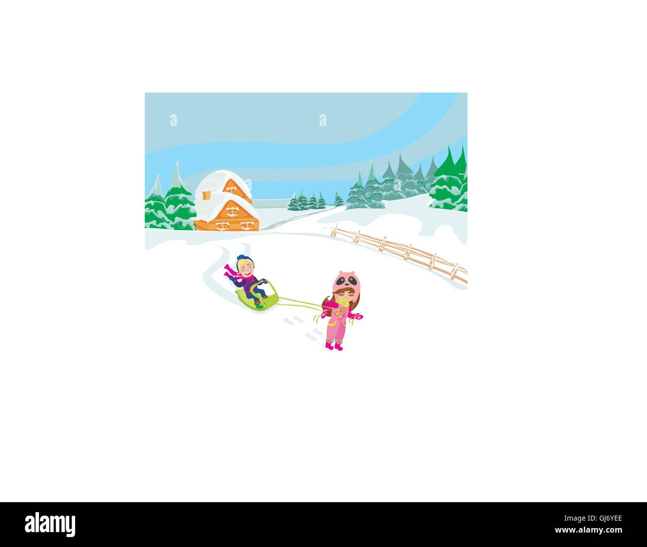 Girl in winter outside Stock Vector Images - Alamy