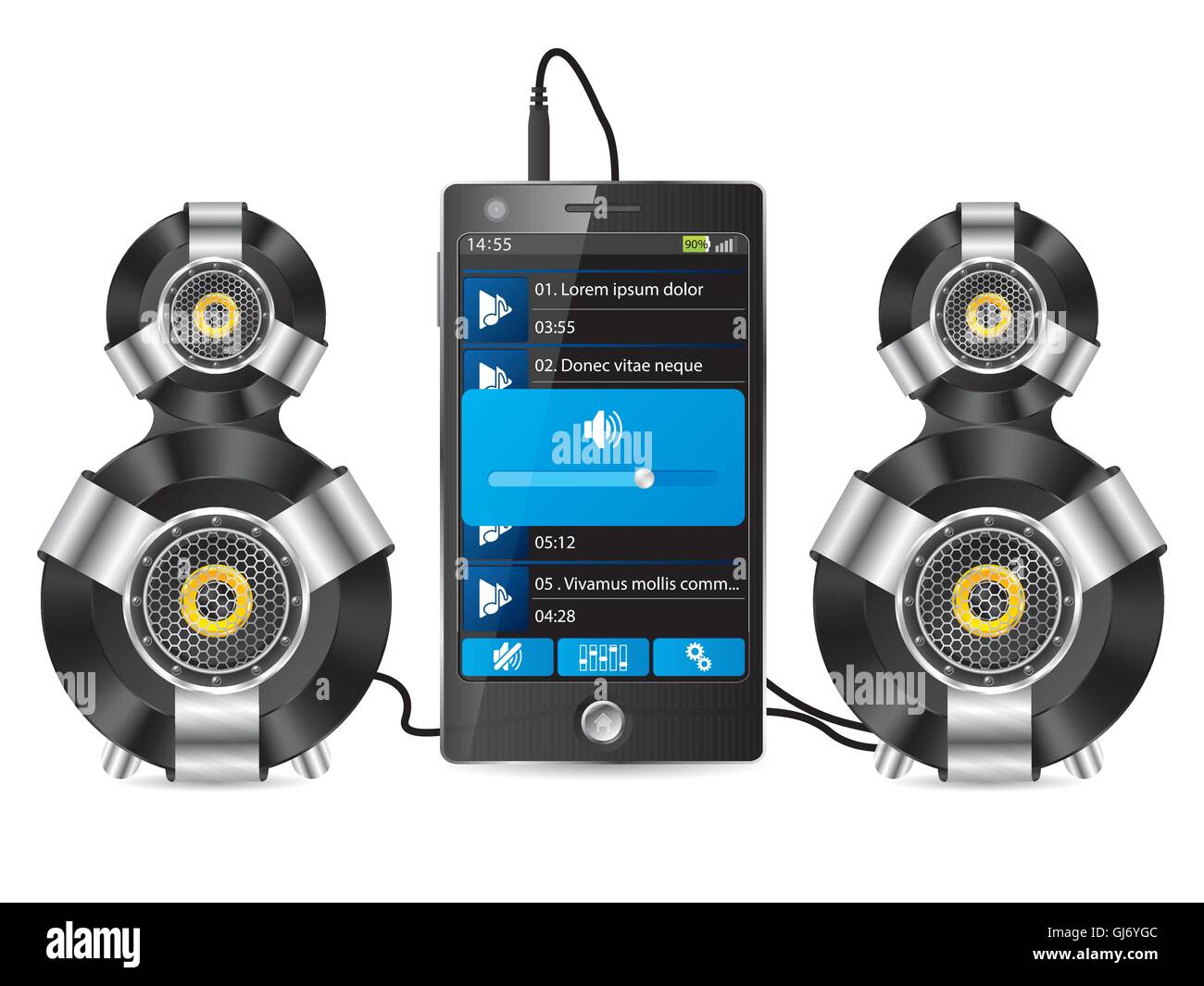 Stereo speaker set with phone Stock Vector Image & Art - Alamy