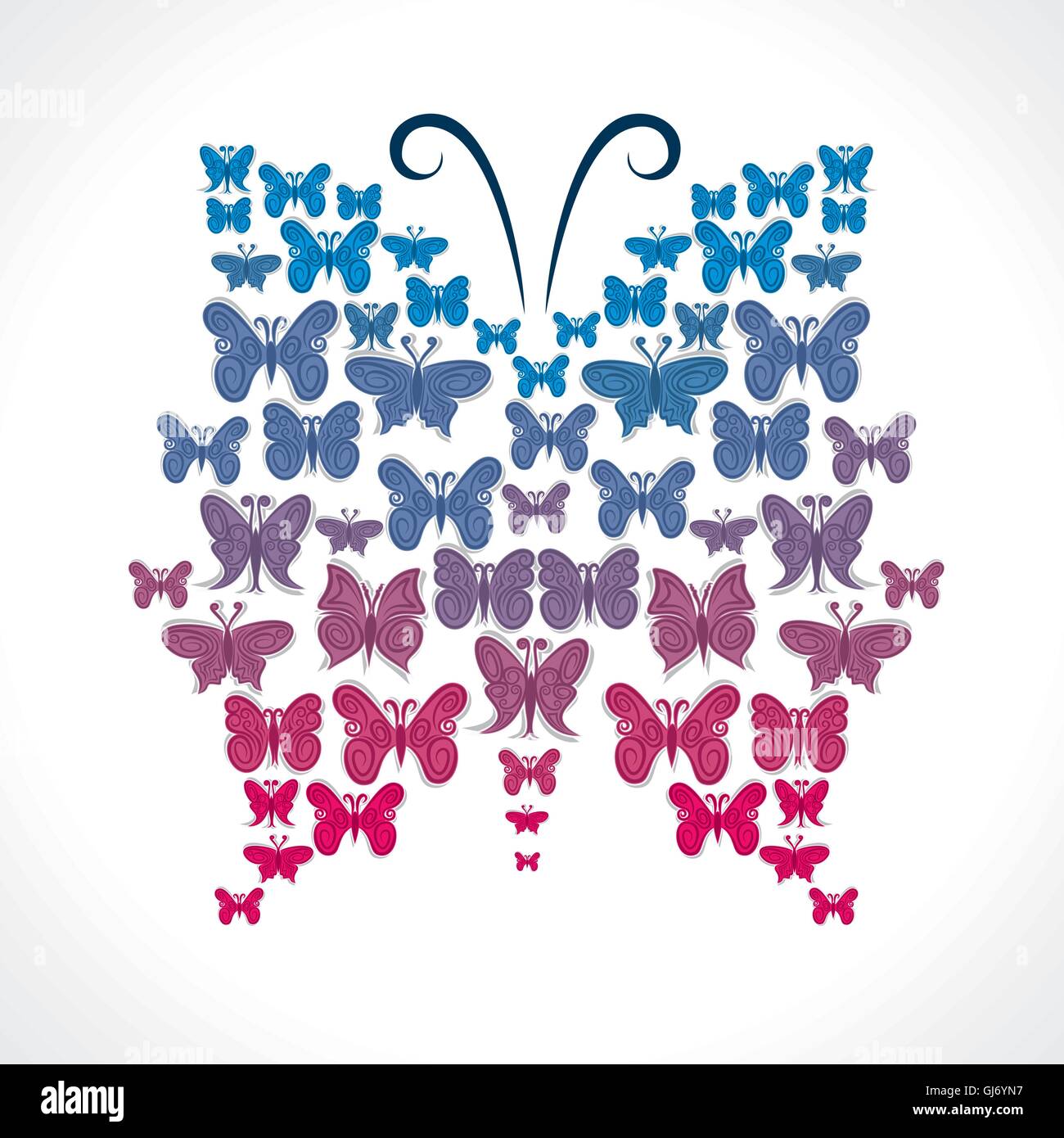 group of butterfly make big butterfly shape vector Stock Vector Image ...