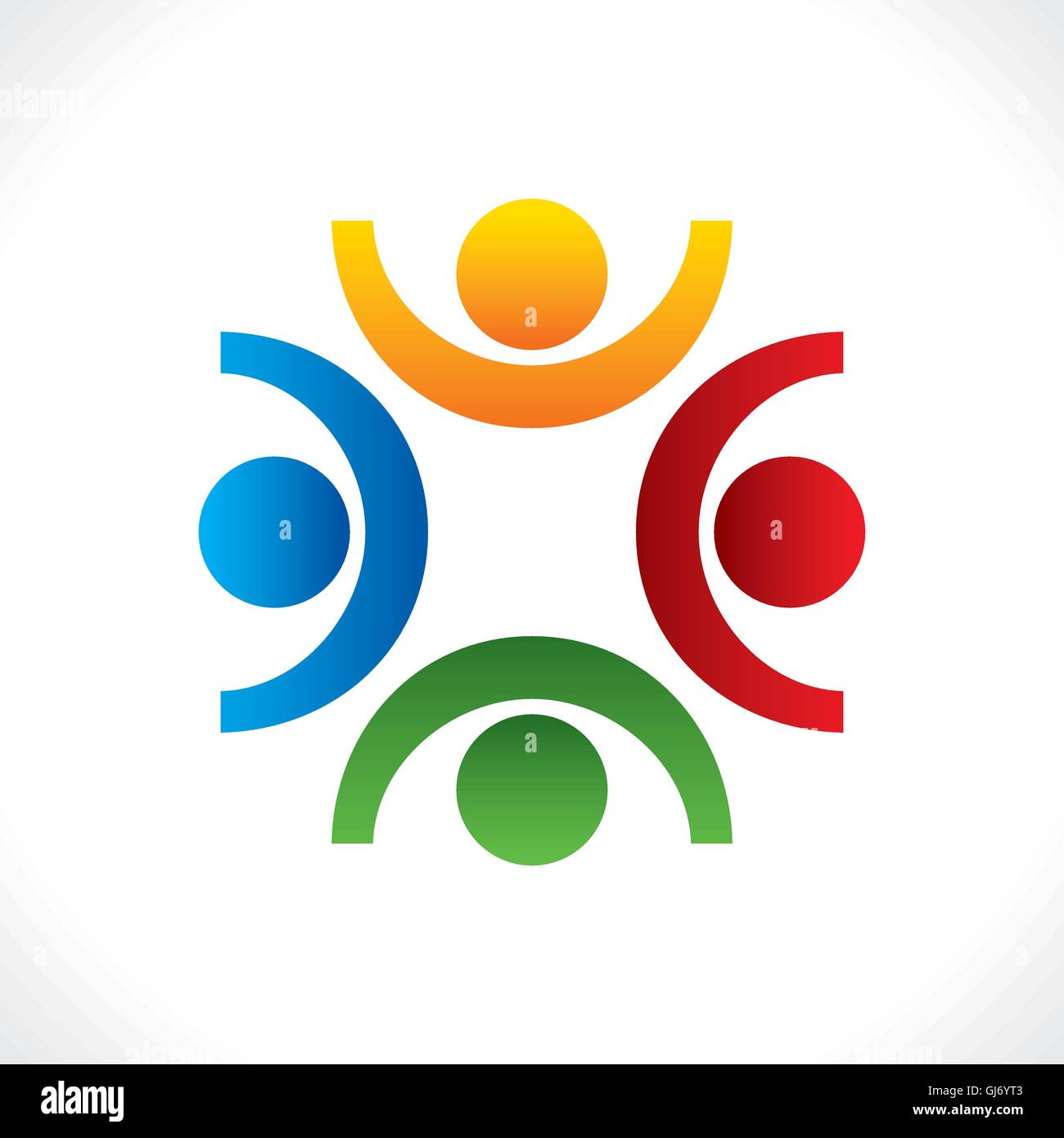 creative teamwork icon design by colorful people concept vector Stock ...