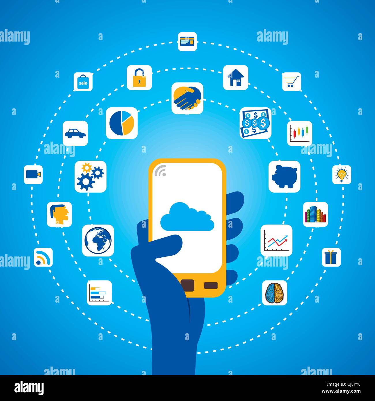 Using Different Application In Mobile Concept Vector Stock Vector Image