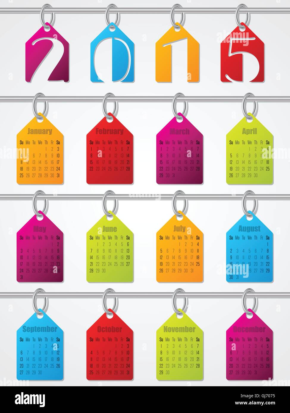 Hanging labels 2015 calendar design Stock Vector Image & Art - Alamy
