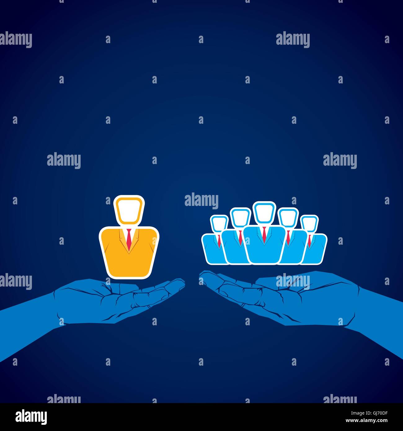 leadership , team and leader both in different hand vector Stock Vector ...