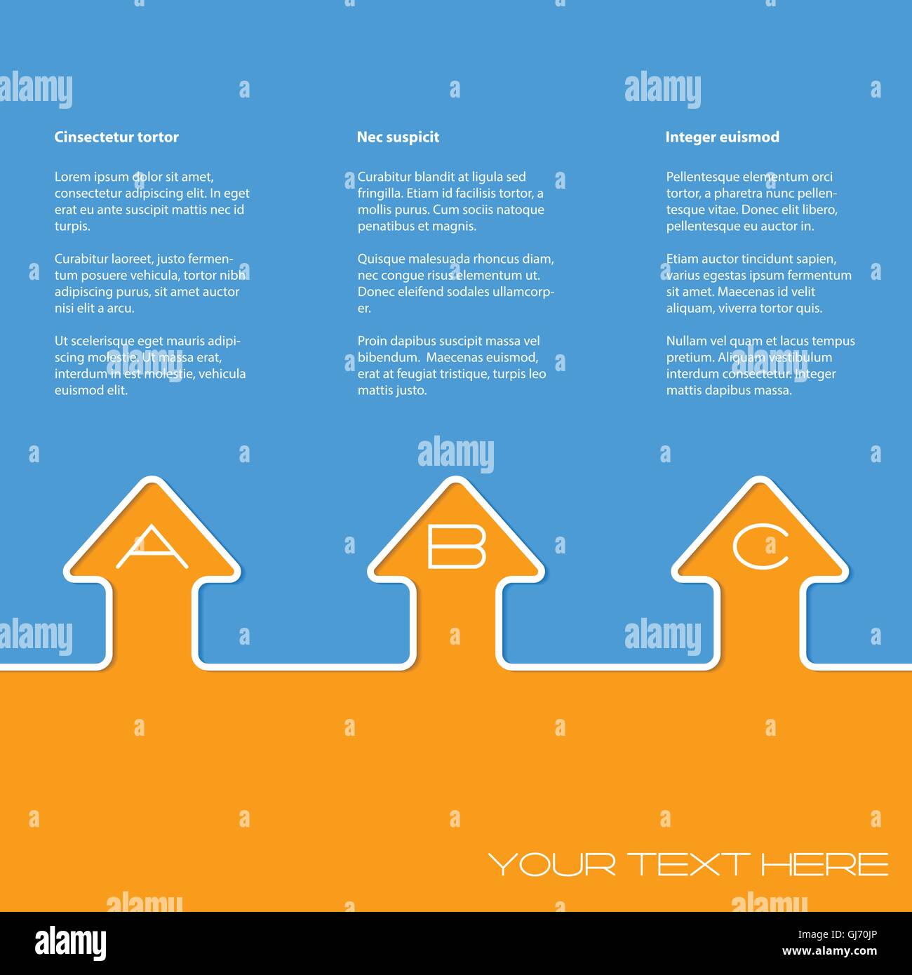 Simple infographic design with arrows and grades on blue orange Stock ...