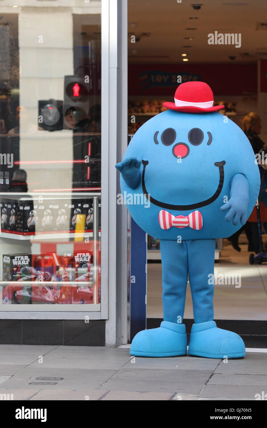 Man dressed as Mr Perfect from the Mr Men at a toy store Stock Photo ...