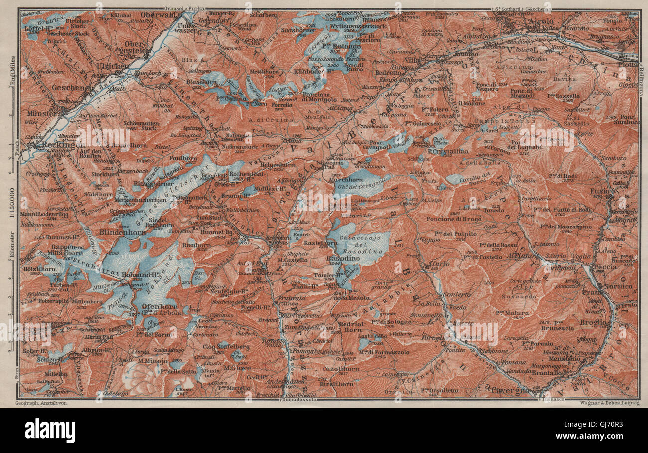 GRIES PASS & NW TICINO ALPS. Val Bedretto Airolo Basodino Ofenhorn ...