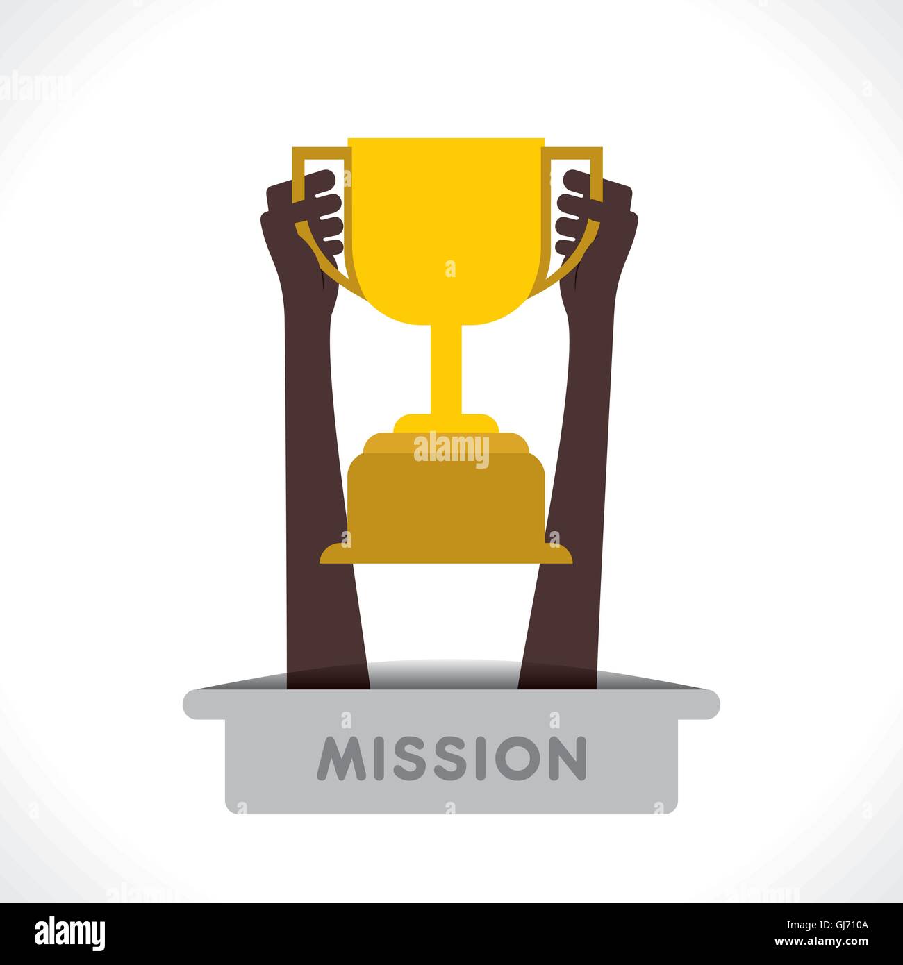 trophy or successful mission icon hold in hand concept vector Stock ...