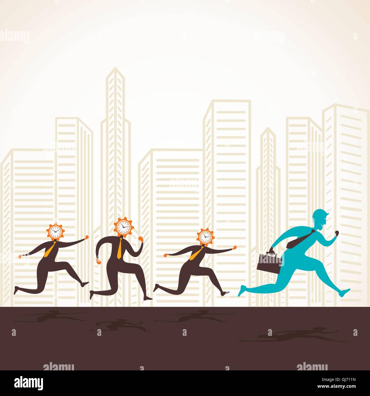 clock head men follow the leader concept vector Stock Vector Image ...