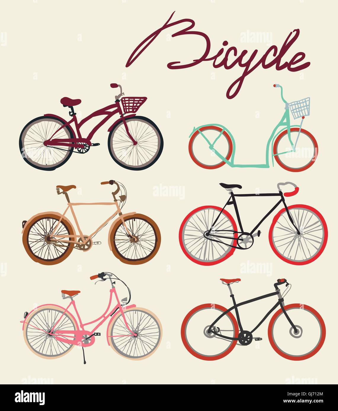 Vintage bicycle Set. Vector illustration Stock Vector Image & Art - Alamy