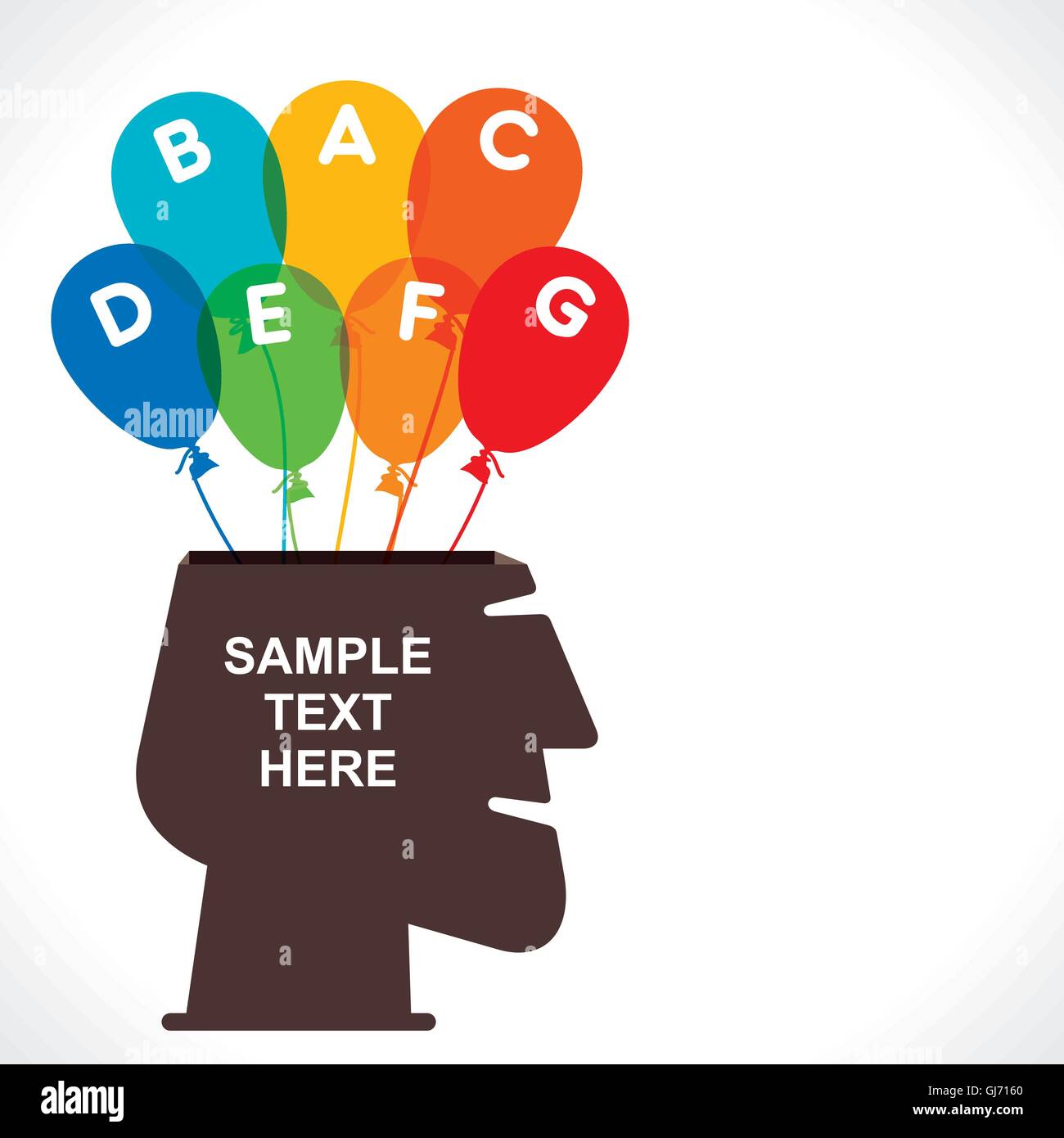 colorful balloon out from human head concept vector Stock Vector Image ...