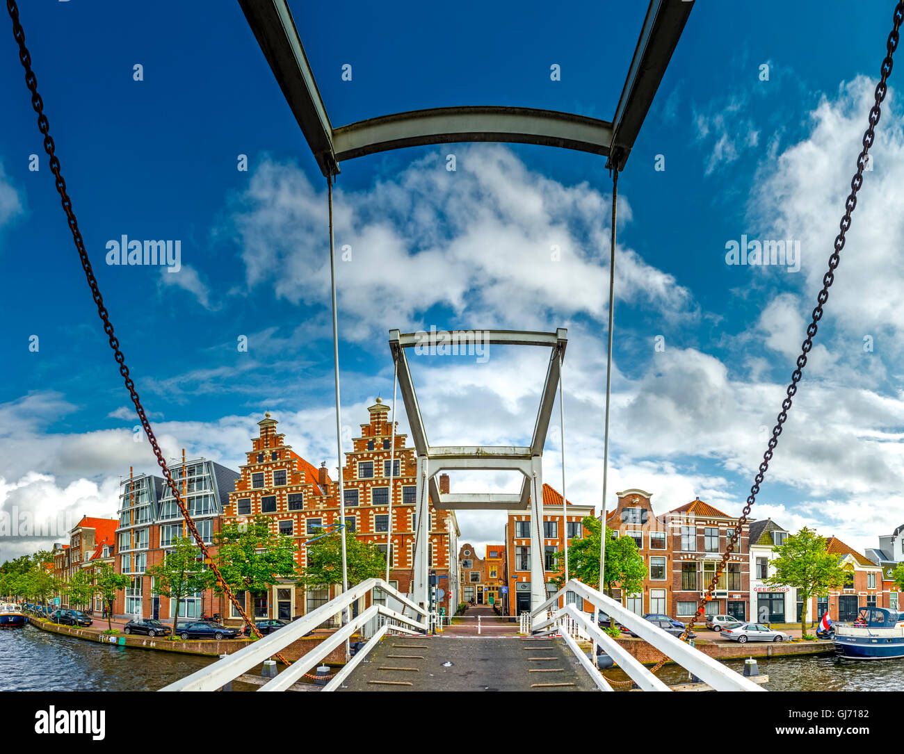 The Netherlands, Haarlem, canal, bridge, drawbridge Stock Photo - Alamy